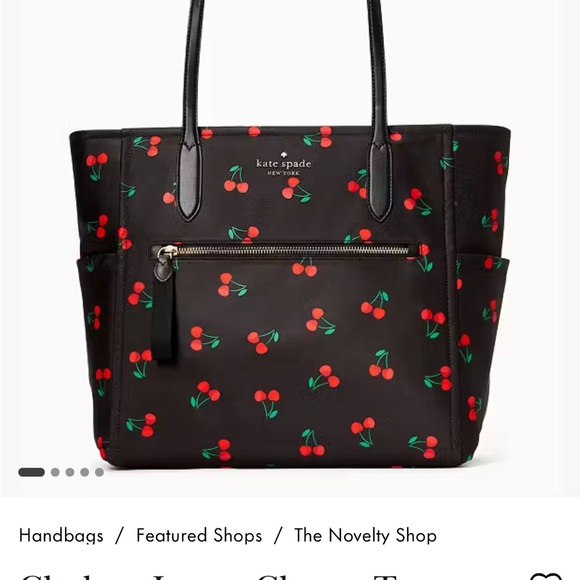 kate spade | Bags | Kate Spade Cherry Print Black Tote | Poshmark